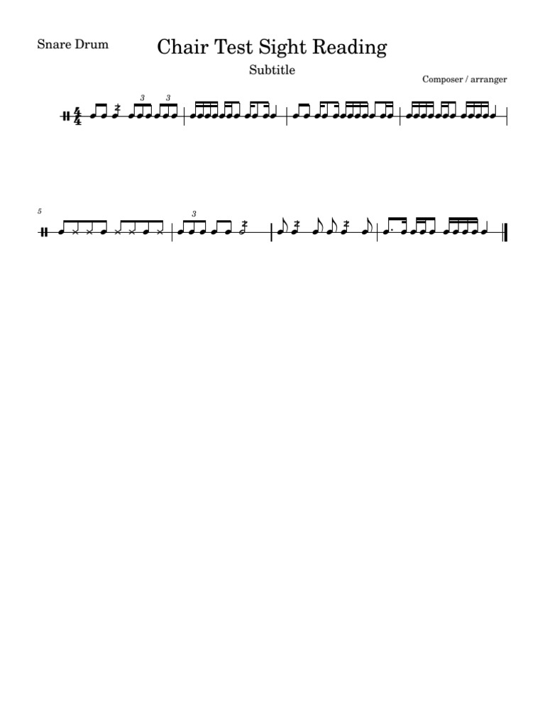Chair Test Sight Reading-Snare - Drum | PDF