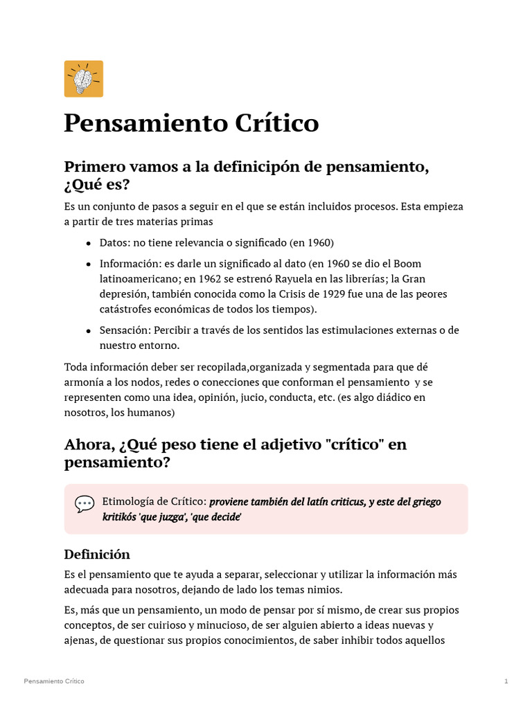 Pensamiento Crítico | PDF | Pensamiento | Pensamiento crítico