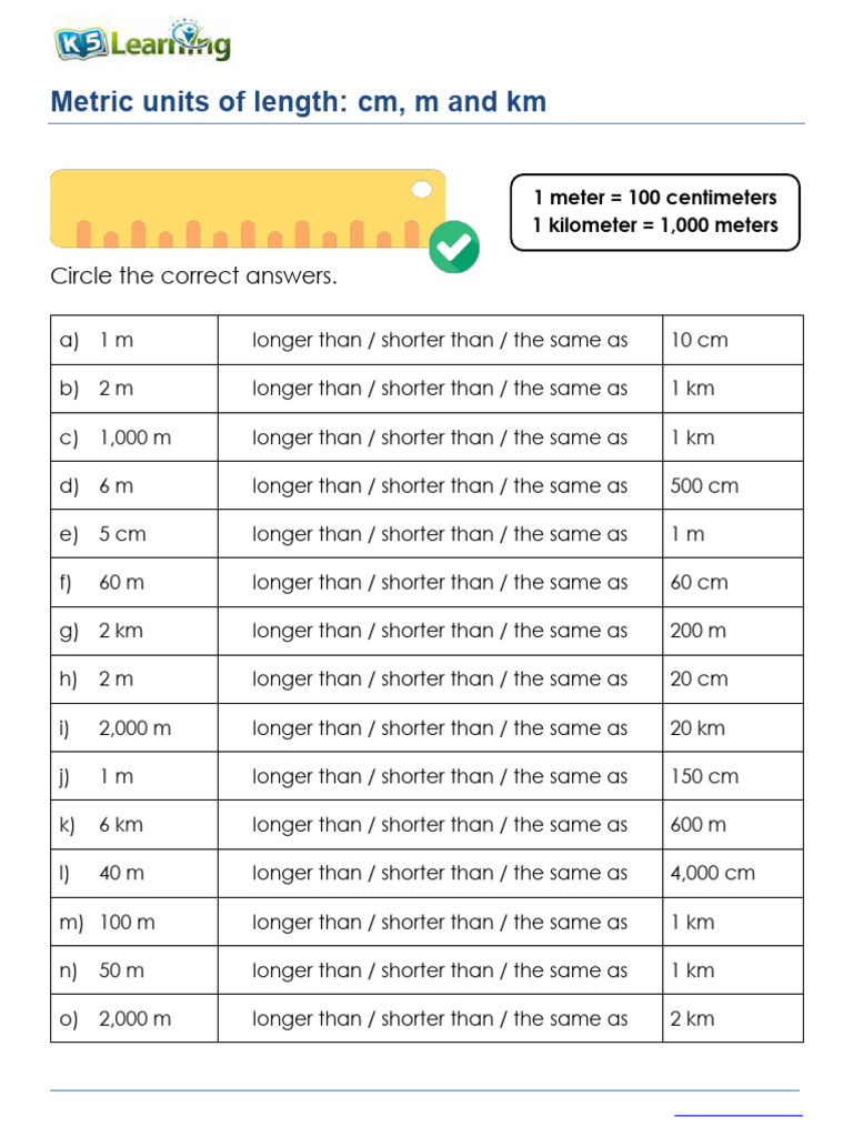 Grade 3 Units of Length Metric C | PDF | Metre | Physical Quantities