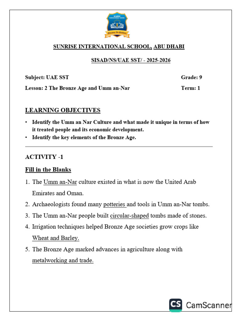 Lesson 2 the Bronze Age and Umm an-Nar | PDF