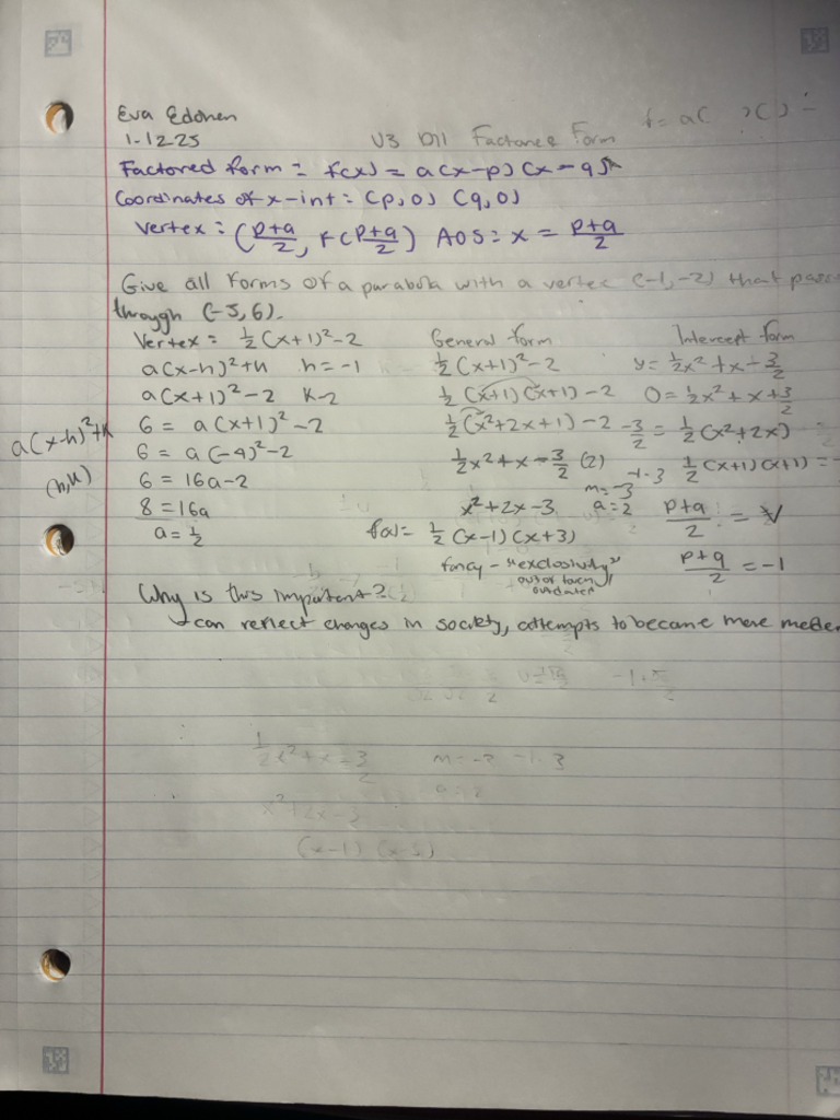 Factored Form Notebook 1.12 | PDF
