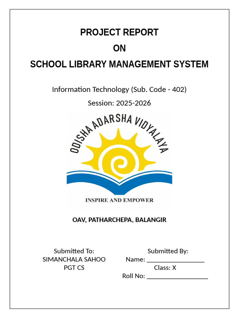 School Library Management System | PDF | Spreadsheet | Databases