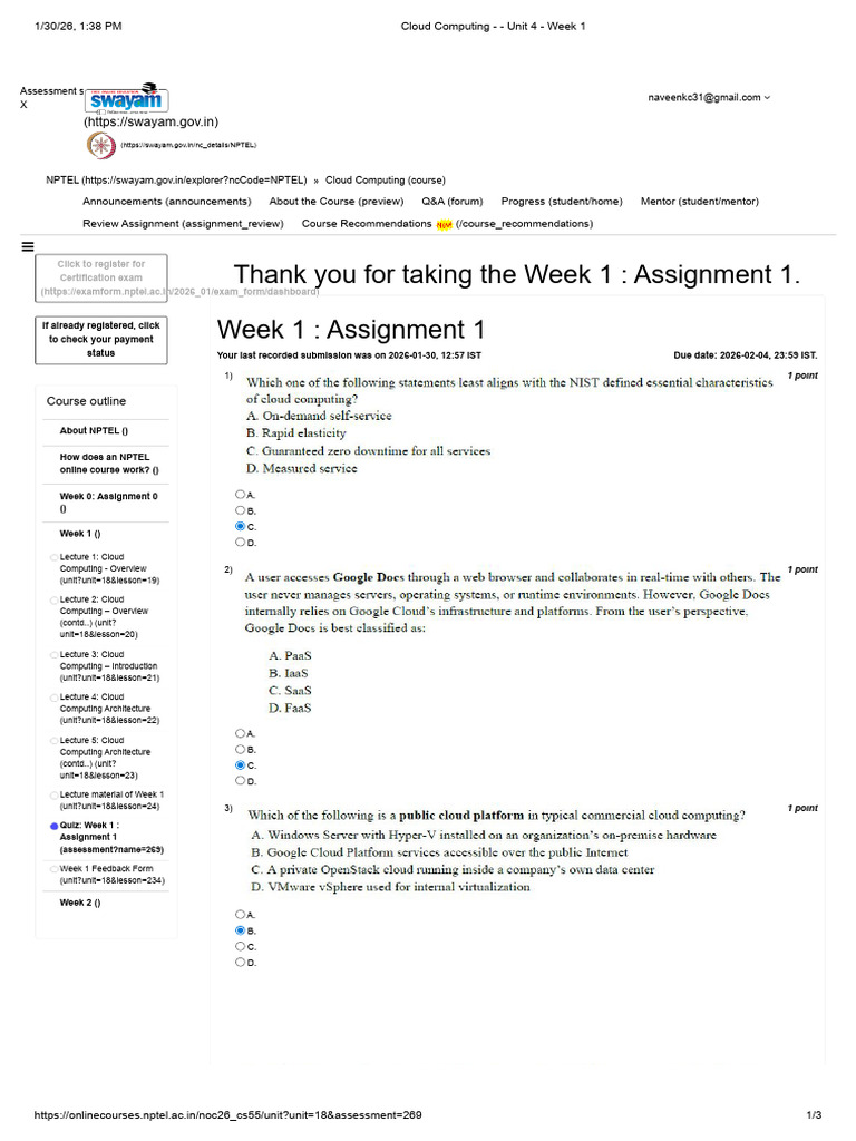 Cloud Computing - Unit 4 - Week 1 | PDF | Educational Stages