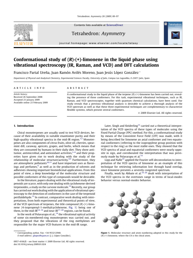 (D-limonene 의 IR 데이터) Conformational Study of (R) - (+) -Limonene in ...
