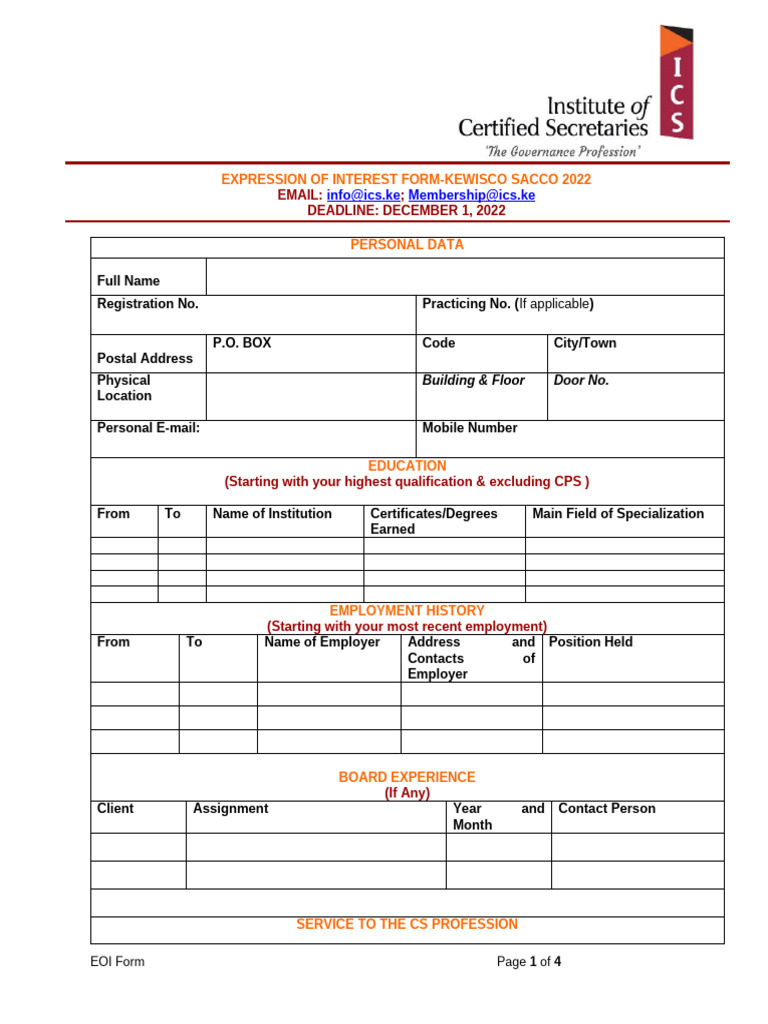 EXPRESSION_OF_INTEREST_FORM_KEWISCO_SACCO_2022 | PDF | Government | Justice
