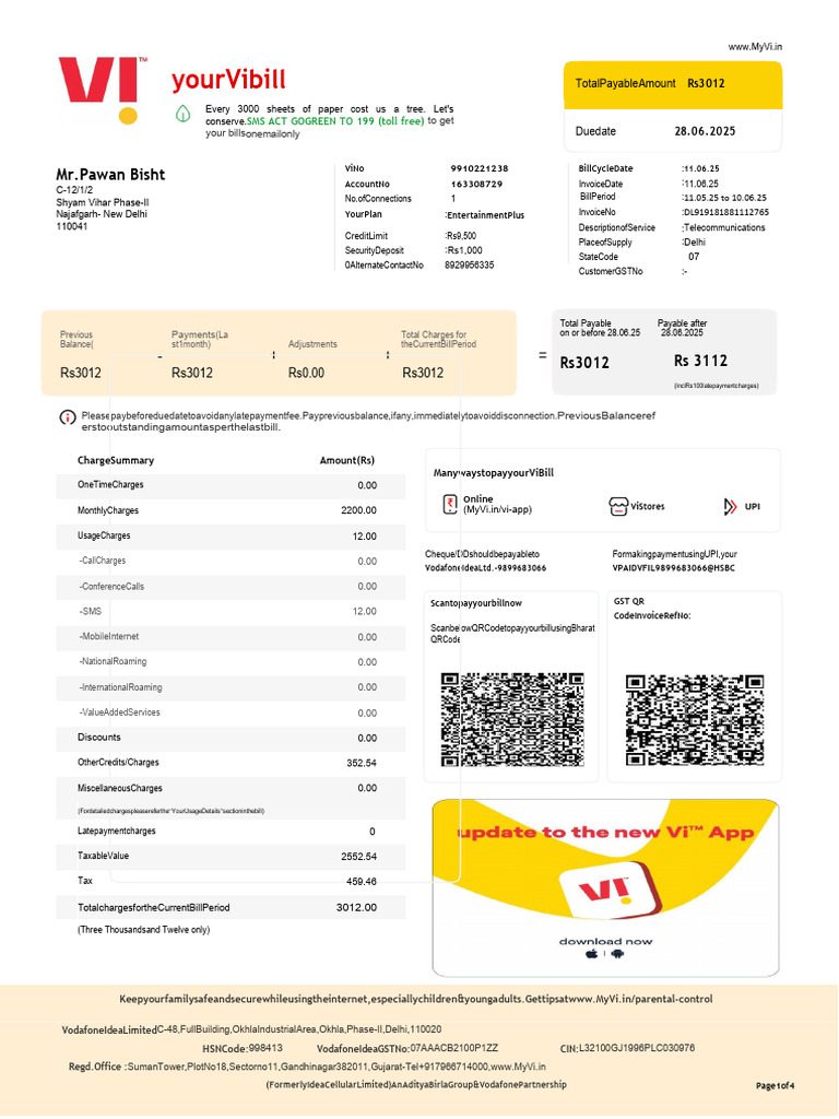 June-25 Mobile Bill | PDF | Payments
