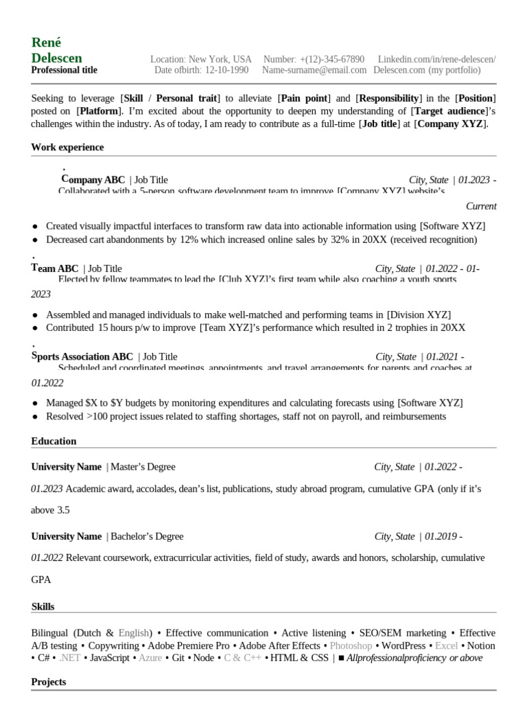 Free Resume Template (2 pages) (1) | PDF | Computing | Software Engineering