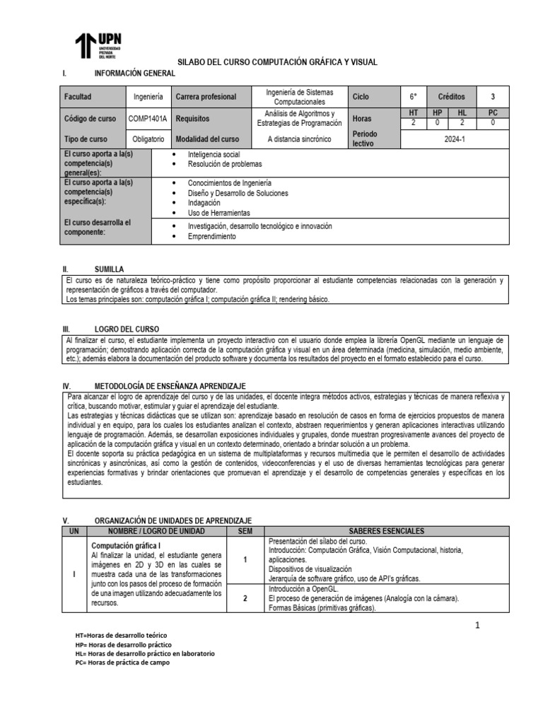 Silabo de Computación Gráfica y Visual (1) | PDF | Informática ...