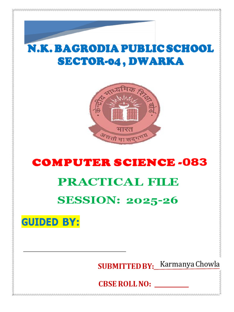 Board Cs Practical File (Cover Pages) -2024-25[1] | PDF