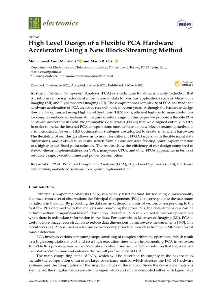 High Level Design of A Flexible PCA Hardware Accelerator Using A New ...
