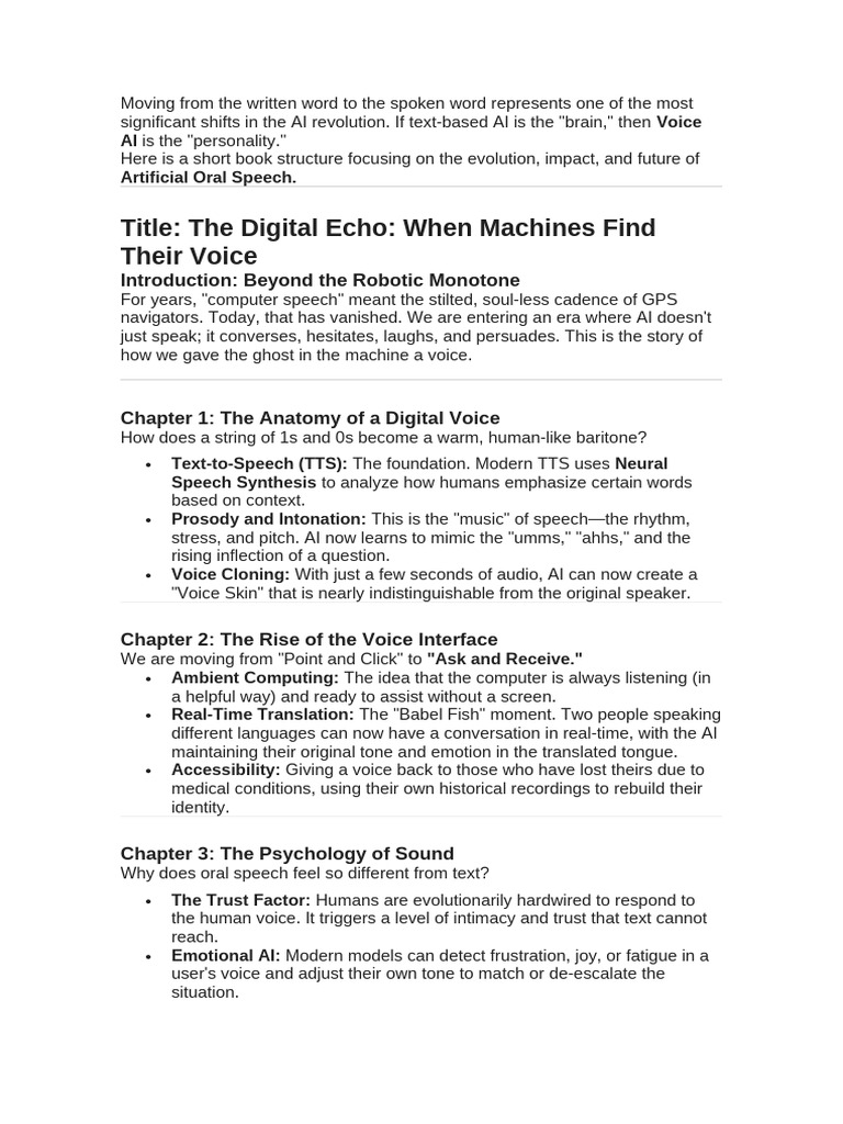 Moving from the written word to the spoken word represents one of the ...