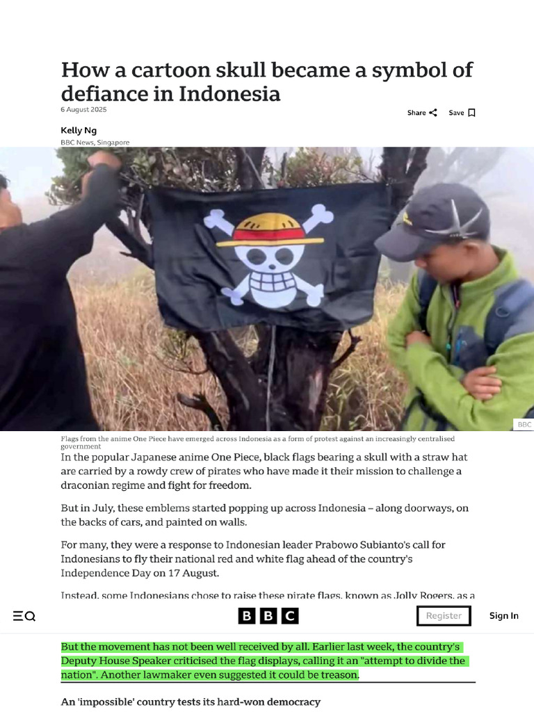 01 - How a Cartoon Skull Became a Symbol of Defiance in Indonesia | PDF