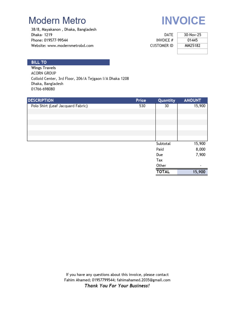 1.0 Invoice Wings Travels | PDF