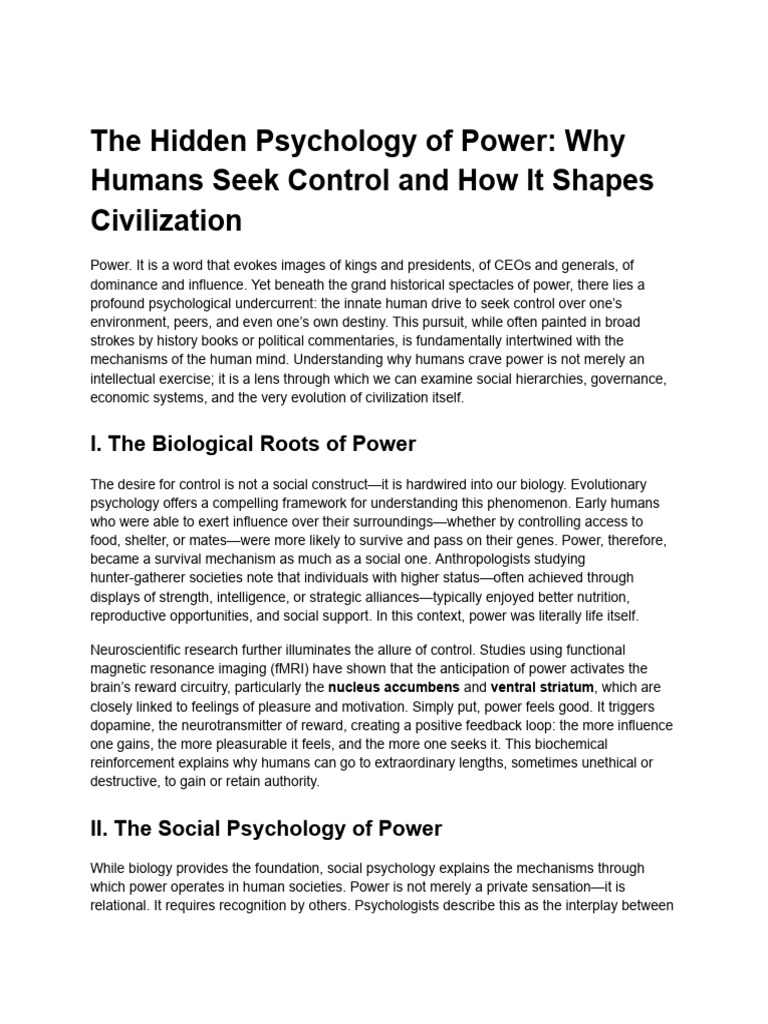 The Hidden Psychology of Power_ Why Humans Seek Control and How It ...