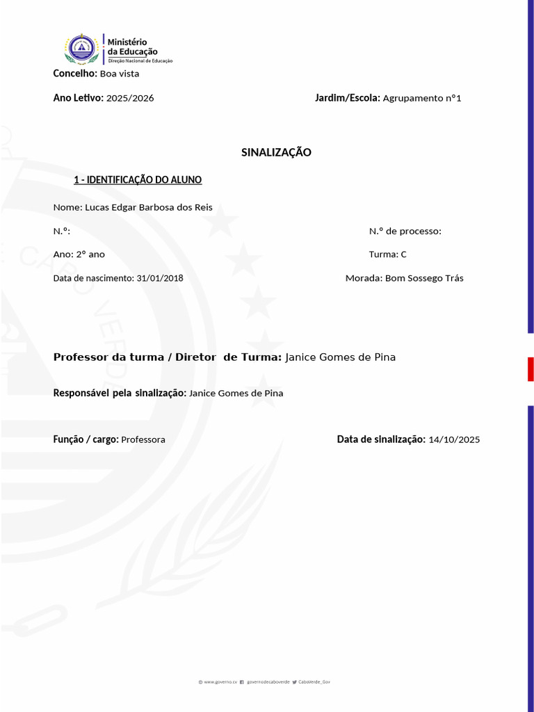 Ficha de Sinalização Lucas Prof Janice | PDF | Educação Infantil ...
