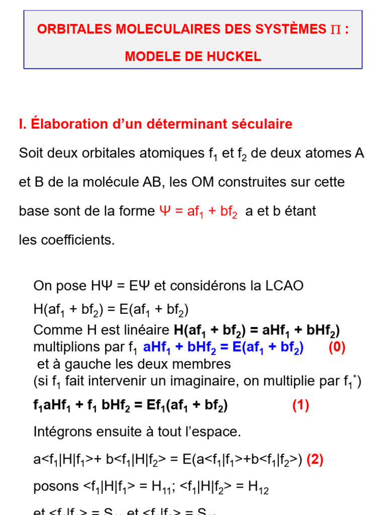 CH 5 Modele de Huckel 2025 Final | PDF | Liaison chimique | Mécanique ...