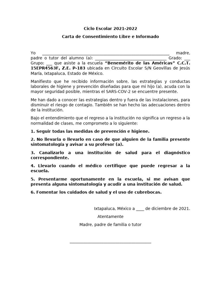 Carta para Padres de Familia | PDF