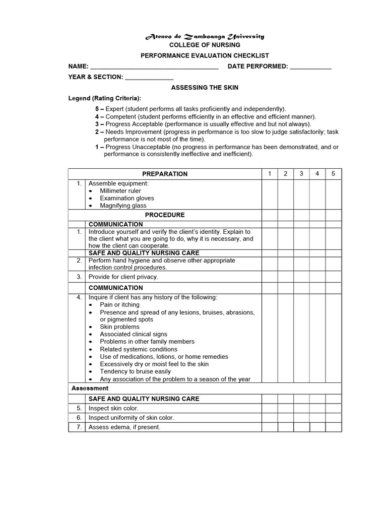 Assessing The Skin With Core Competencies | PDF | Medical Specialties