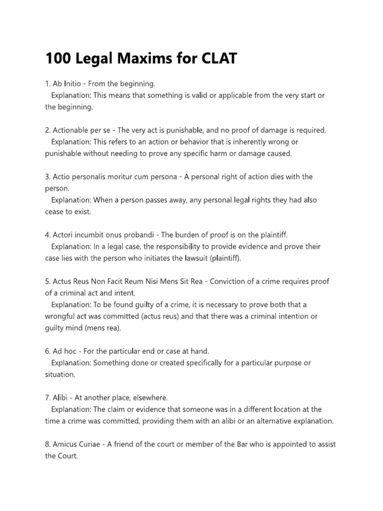 100 Legal Maxims | PDF