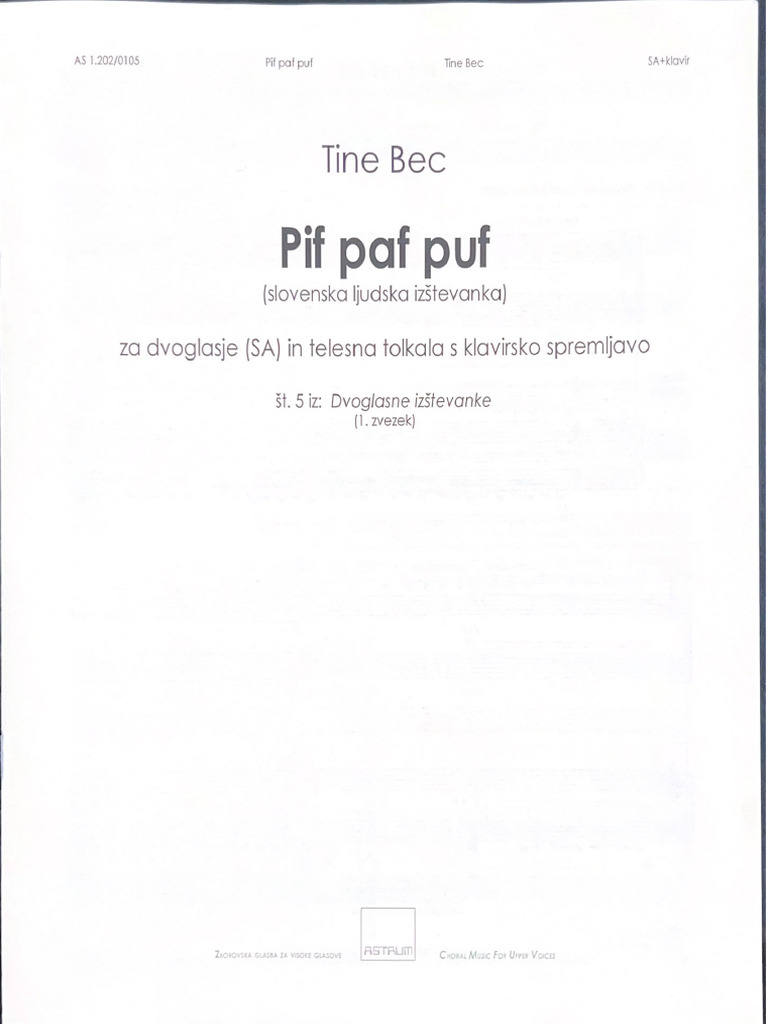 Pif Paf Puf - Tine Bec | PDF