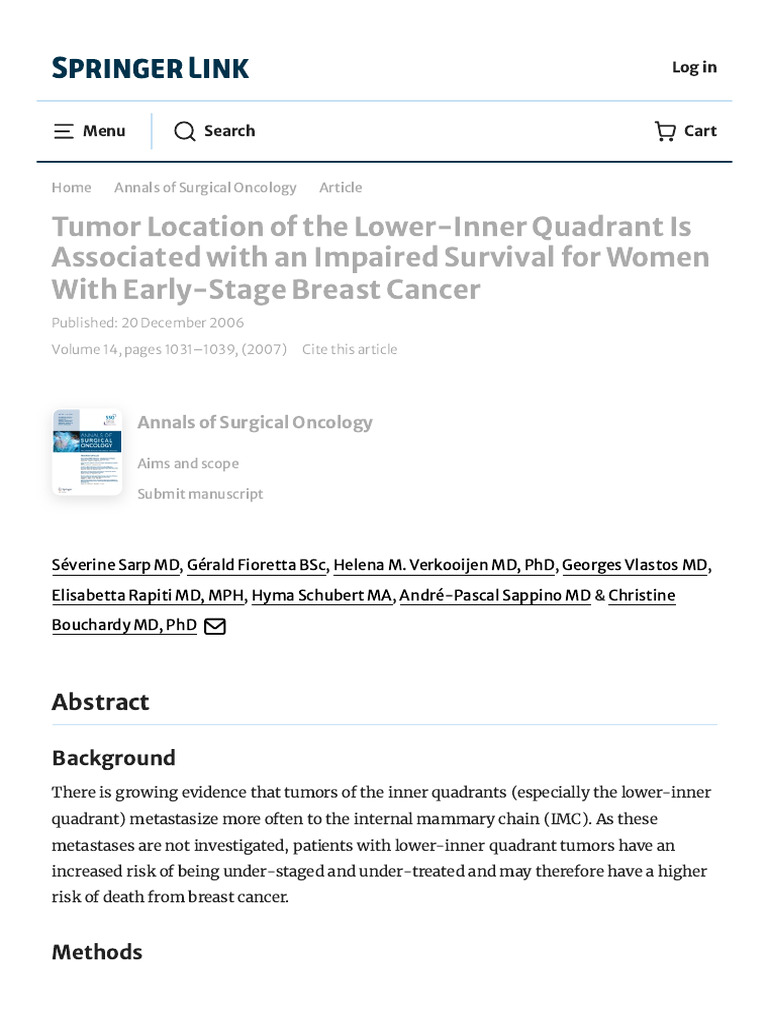 2006 Tumor Location of the Lower-Inner Quadrant Is Associated with an ...