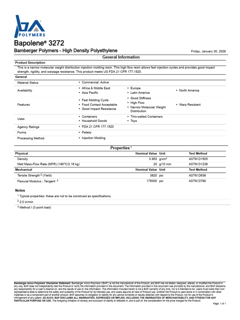 Bapolene 3272 TDS En | PDF | Polymers | Materials