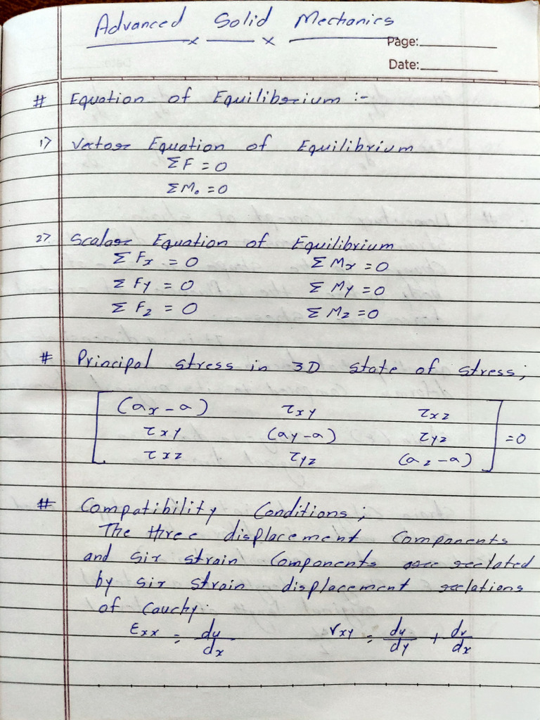 Advance Solid Mechanics Notes | PDF