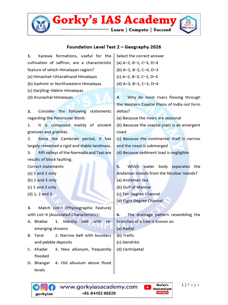 Foundation Level Test 2 - Geography | PDF | Atmosphere Of Earth ...