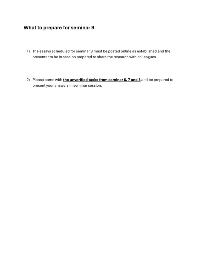 What to Prepare for Seminar 9 _2025 | PDF