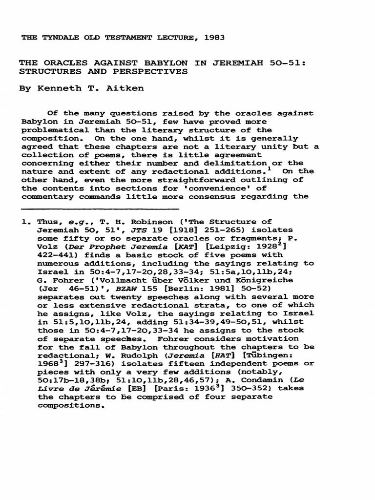Aitken - Jer 50-51 | PDF | Semantics