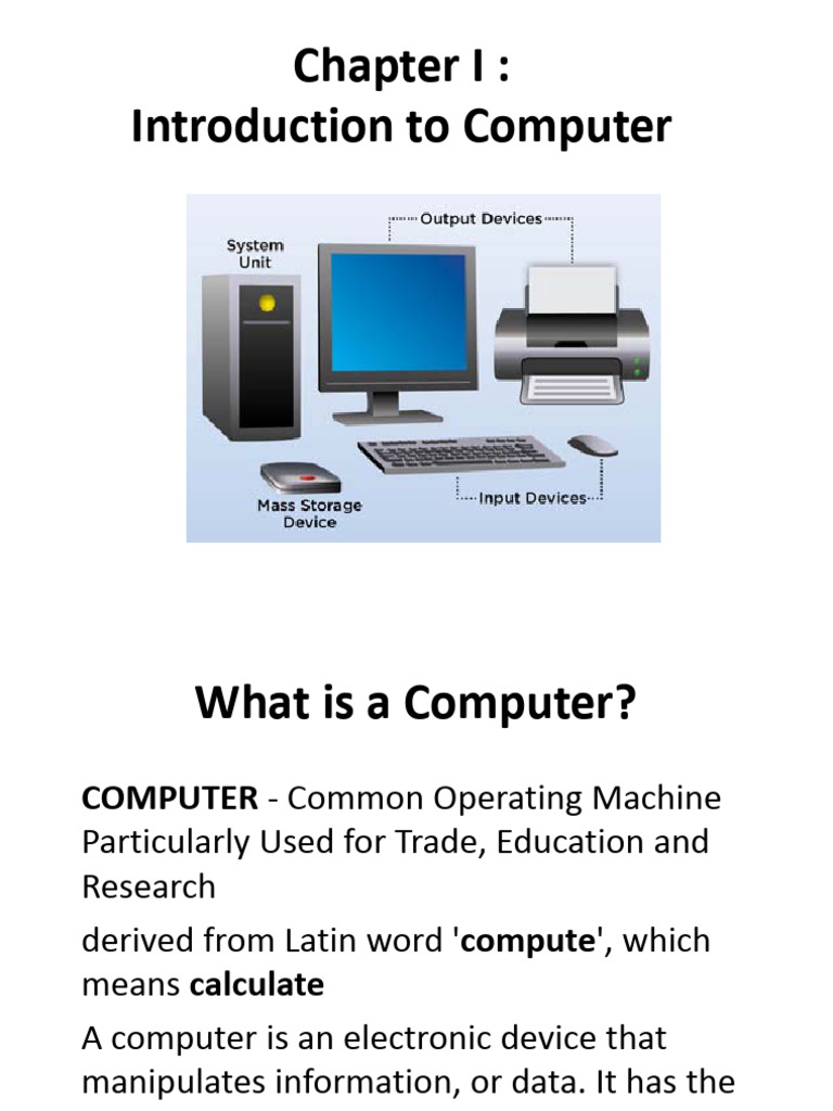 Chapter I - Introduction To Computer | PDF | Computer Data Storage ...