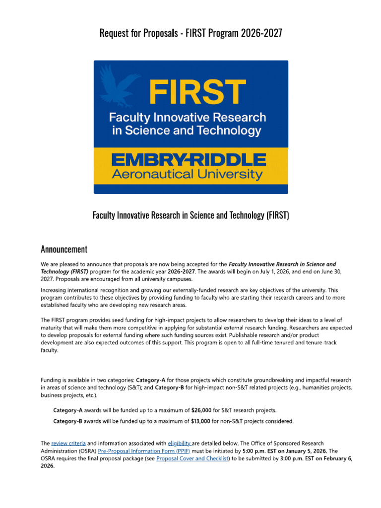 Request for Proposals - FIRST Program 2026-2027 (1) | PDF