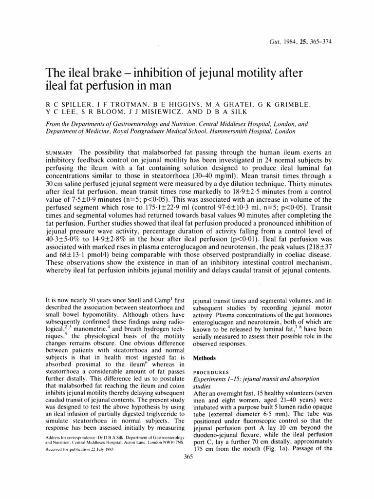 The ileal brake inhibition of jejunal motility after ileal fat ...