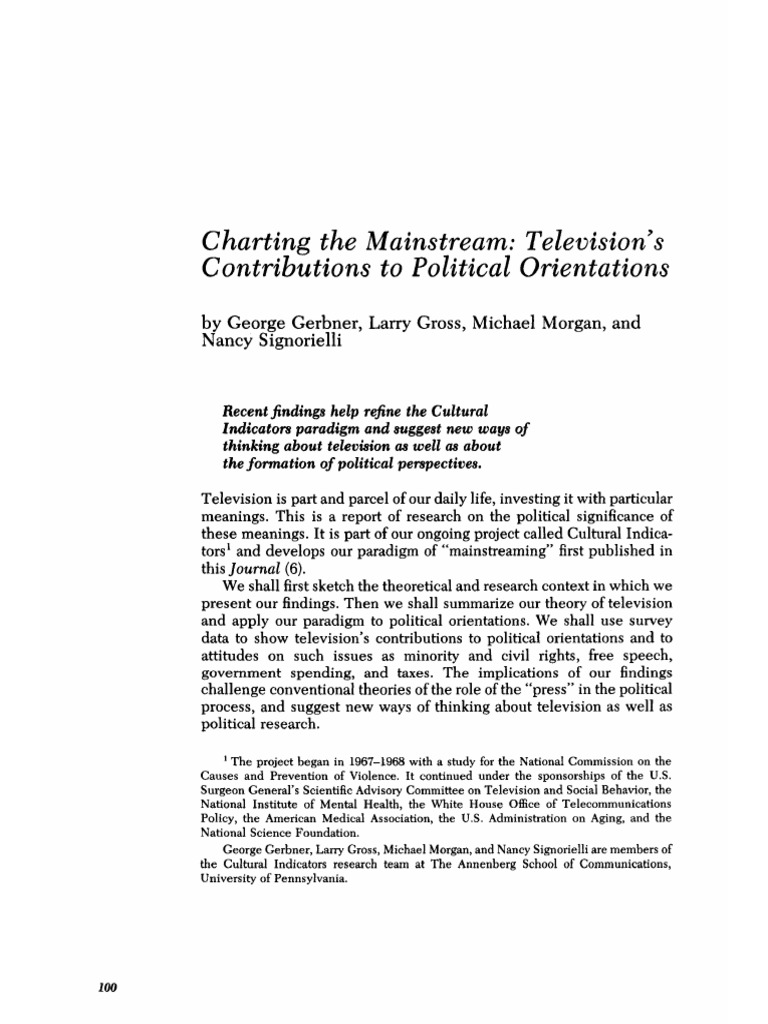 1982 Gerbner Charting the Mainstream | PDF | Sampling (Statistics ...