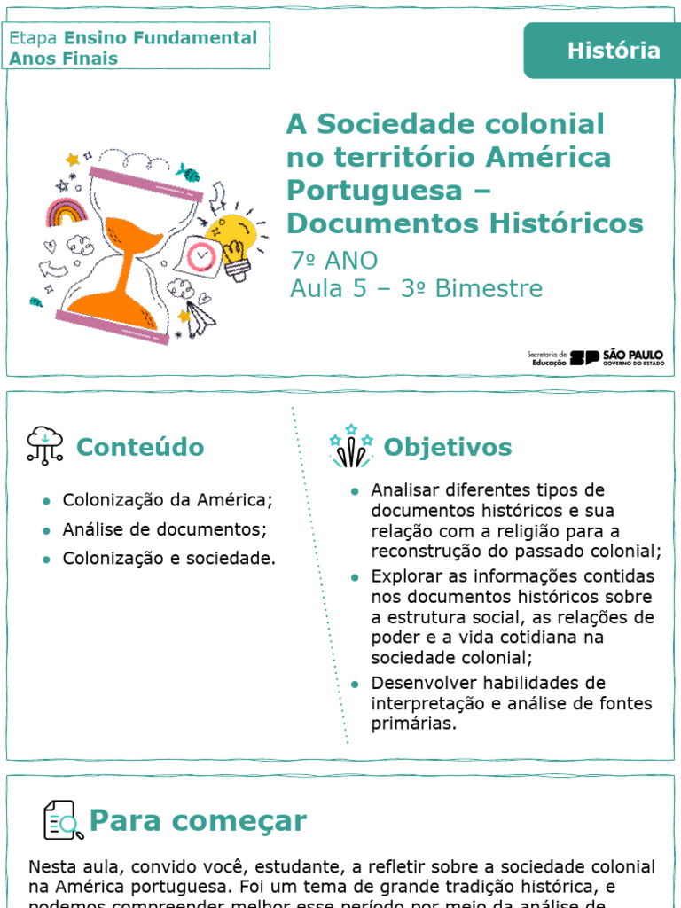 Aula 5 Sociedade Na a. Portuguesa | PDF | Brasil | Escravidão