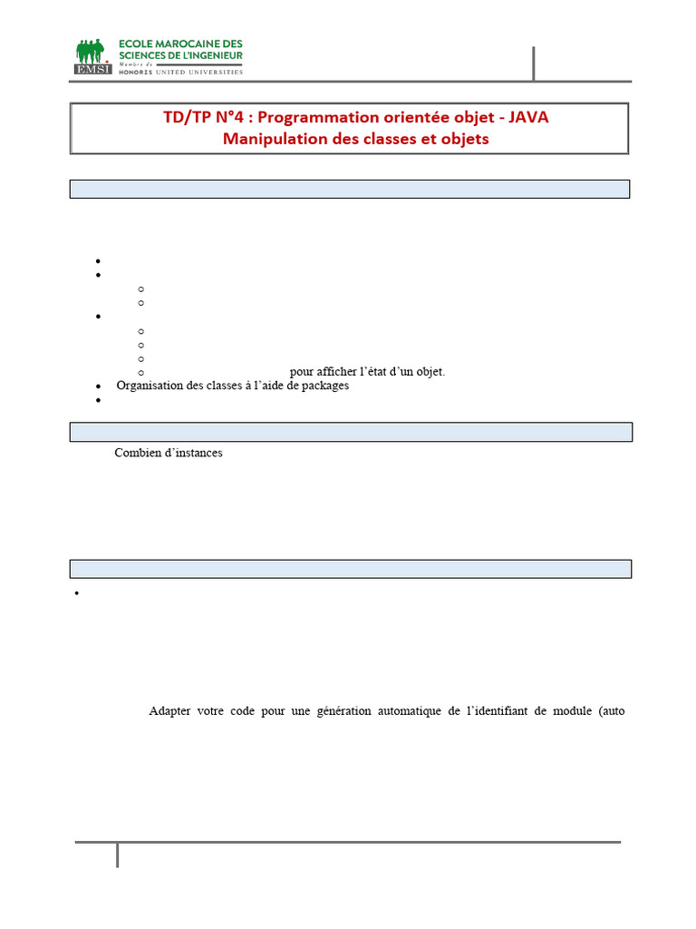 TP4-Manipulation Des Classes Et Objets | PDF | Java (Langage de ...