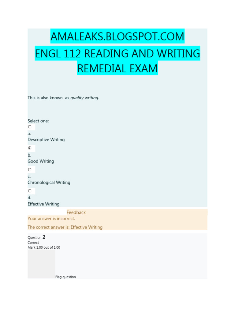 Amaleaks Blogspot Com Engl2112 Remedial Exam | PDF