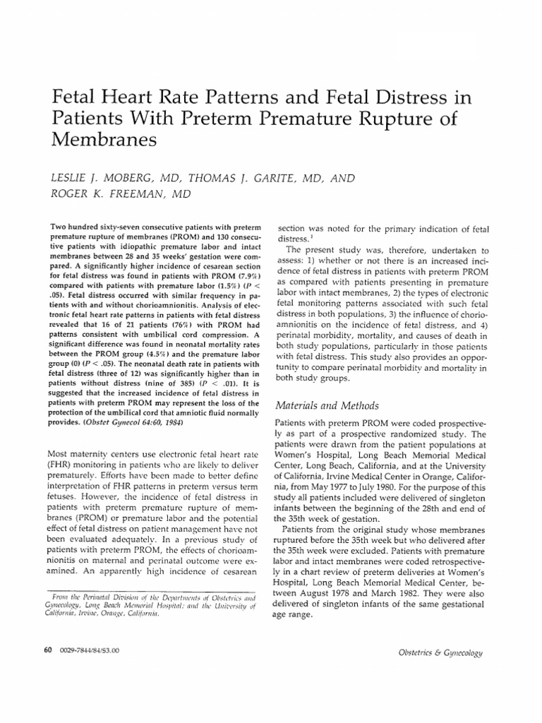 Fetal Heart Rate Patterns and Fetal Distress in.12 | PDF