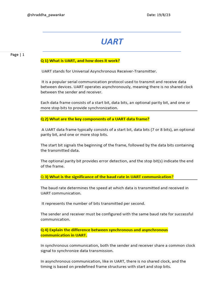UART Protocol | PDF | Data Transmission | Telecommunications