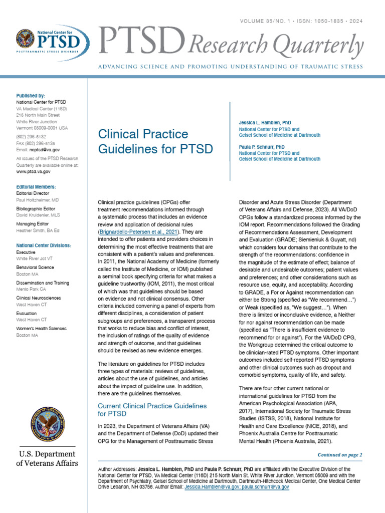 Clinical Practice Guidelines For PTSD | PDF | Psychotherapy | Evidence ...