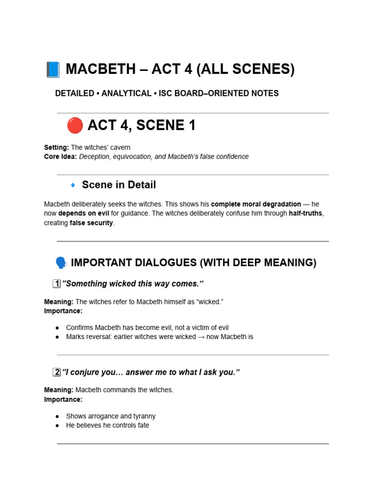 Macbeth Act 4, Scene All | PDF | Macbeth