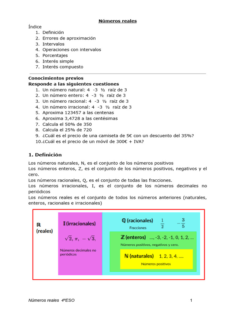 4oESO Numeros Reales | PDF | Número Real | Número racional