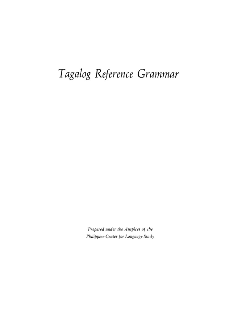 Tagalog Reference Grammar (2020th Edition) Otanes PDF | PDF | Verb ...