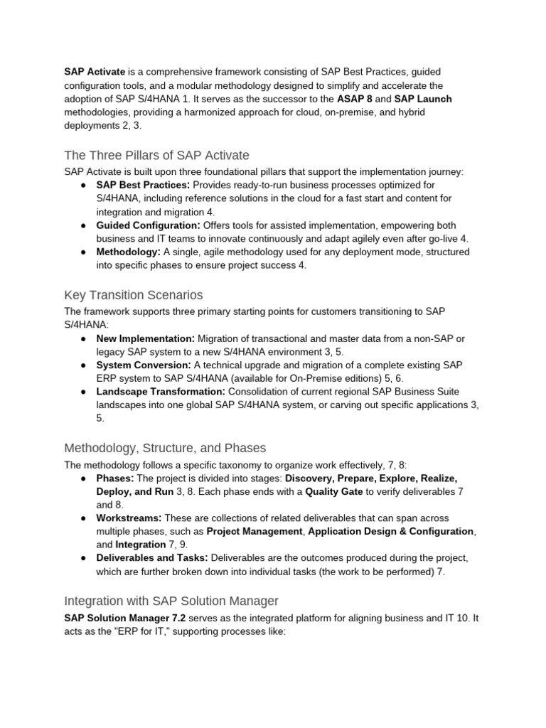 SAP Activate Framework and Implementation Methodology | PDF | Software ...