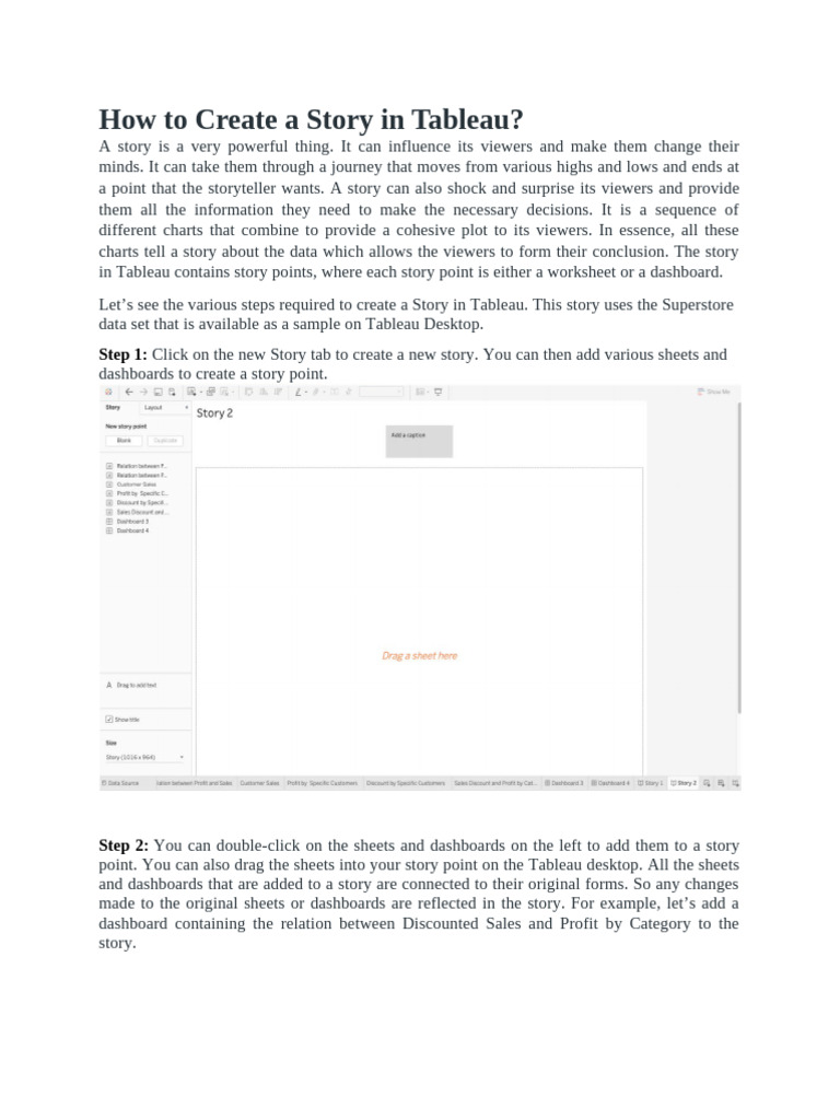 Storytelling_How to Create a Story in Tableau | PDF