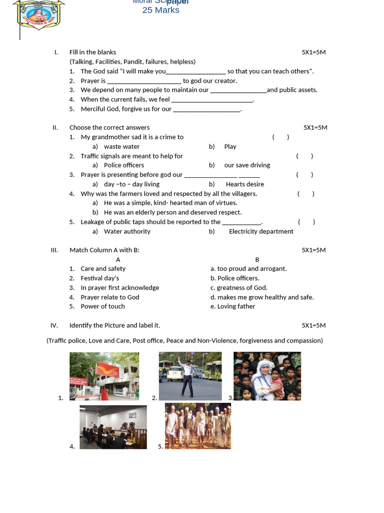 M.S.C Half Yearly Questation Paper | PDF | Spirituality