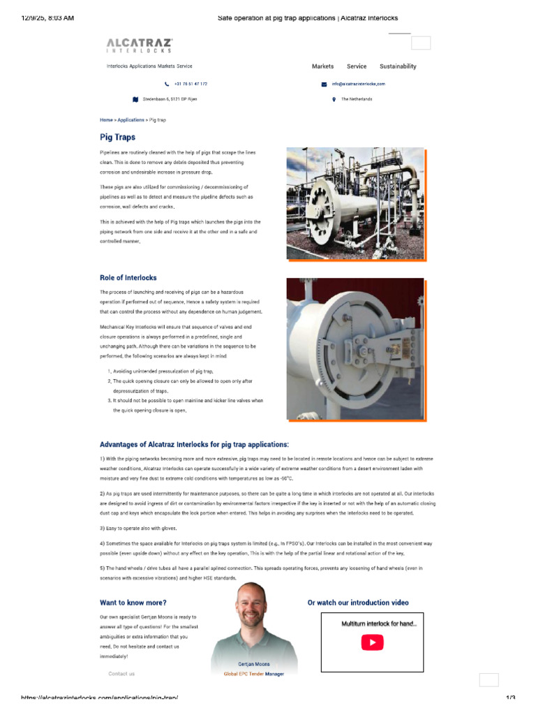 Safe Operation at Pig Trap Applications - Alcatraz Interlocks | PDF