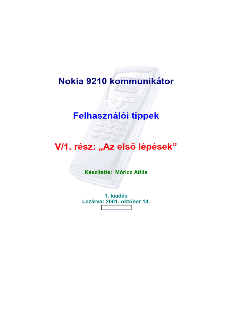 Nokia 9210 Communicator User Guide - HU | PDF