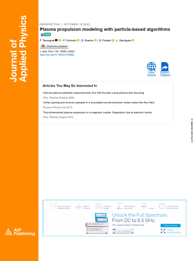 Plasma Propulsion Modeling With Particle-based Algorithms | PDF ...