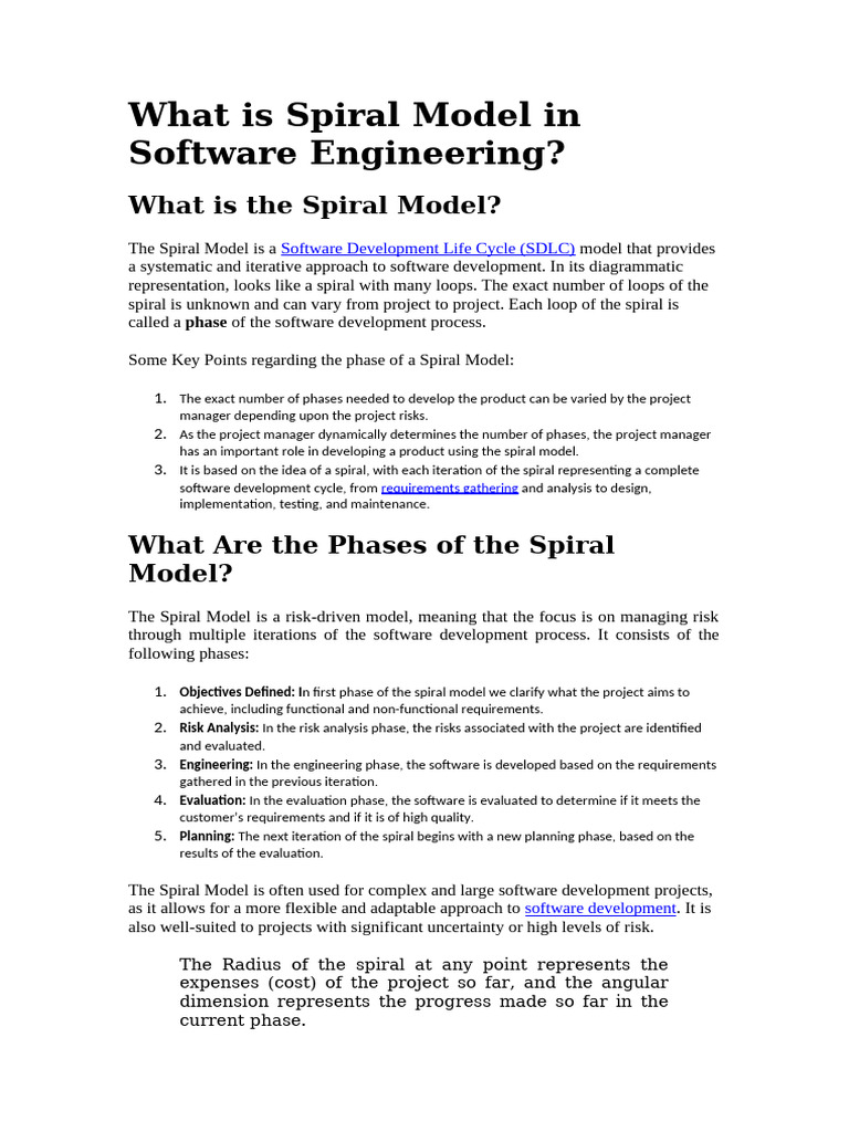 What Is Spiral Model in Software Engineering | PDF | Software ...